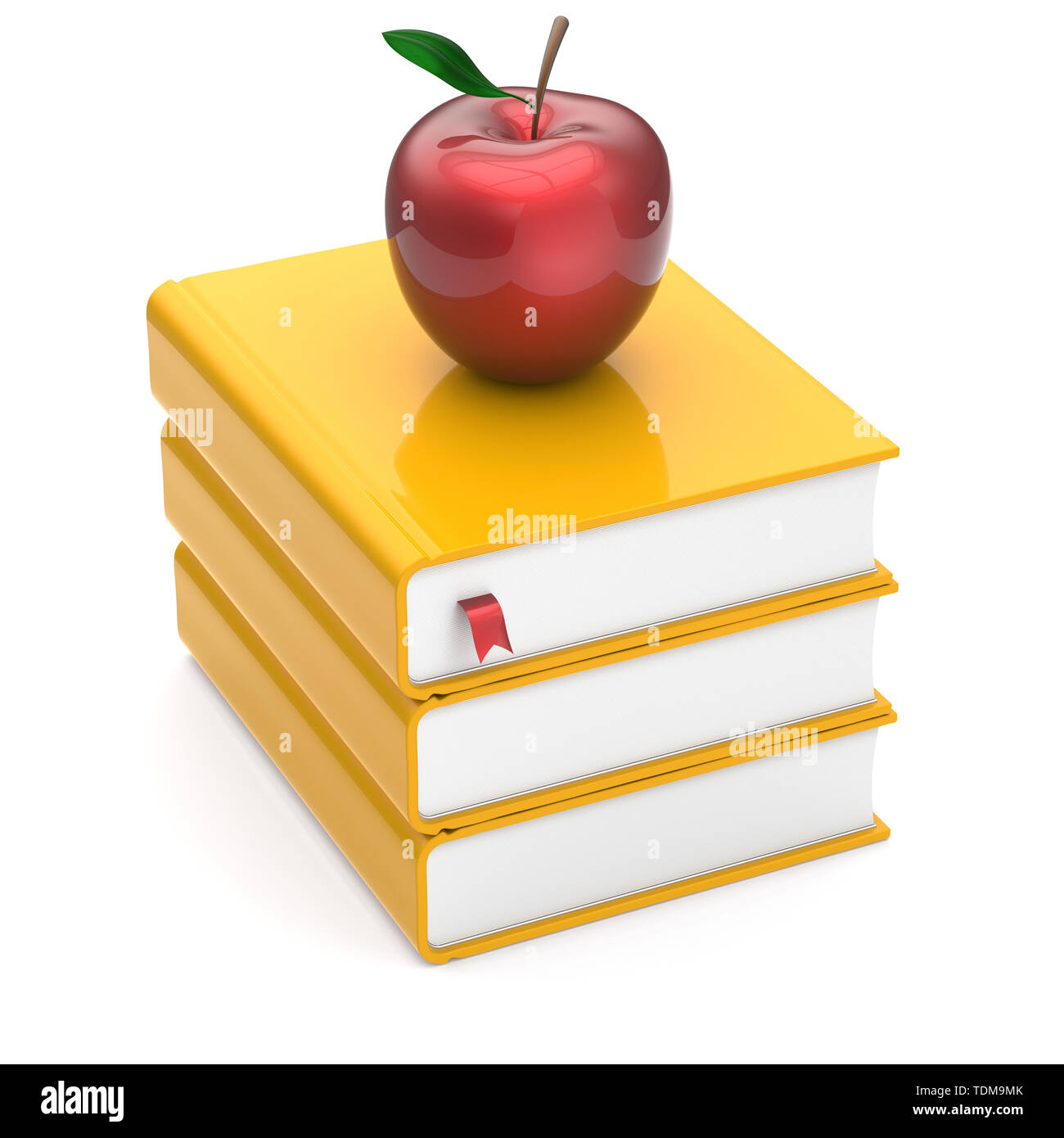 Red apple books yellow textbooks stack education studying reading ...