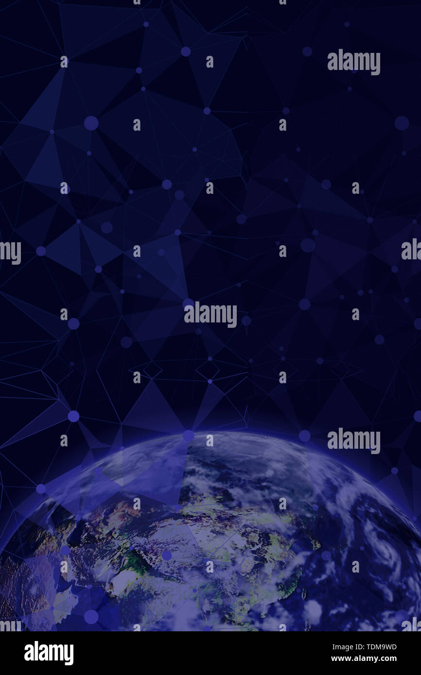 3D Earth and cosmic space star orbit form abstract background, meaning ...