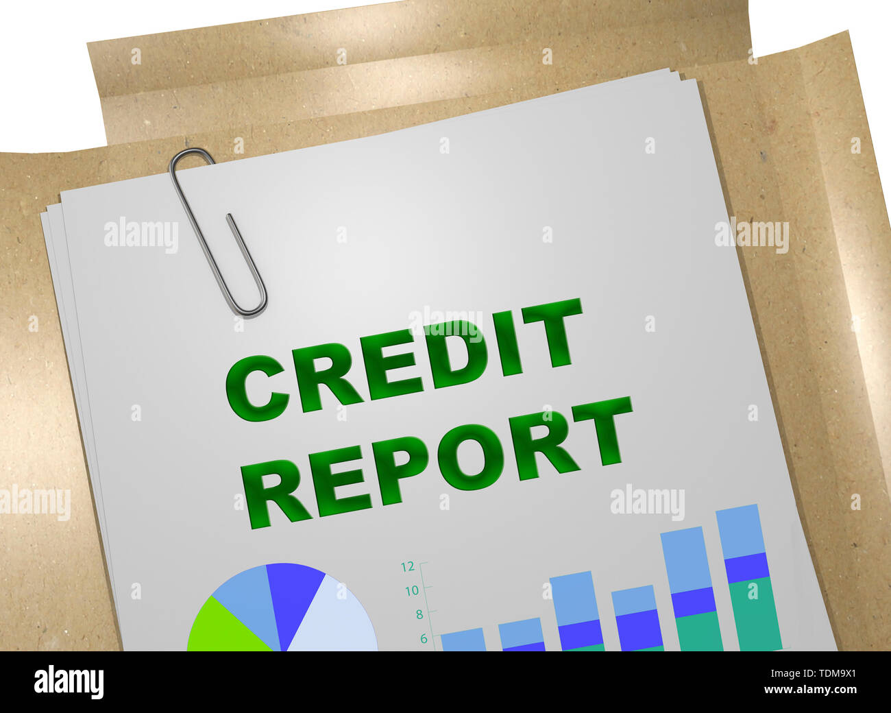 3D illustration of CREDIT REPORT title on business document Stock Photo ...