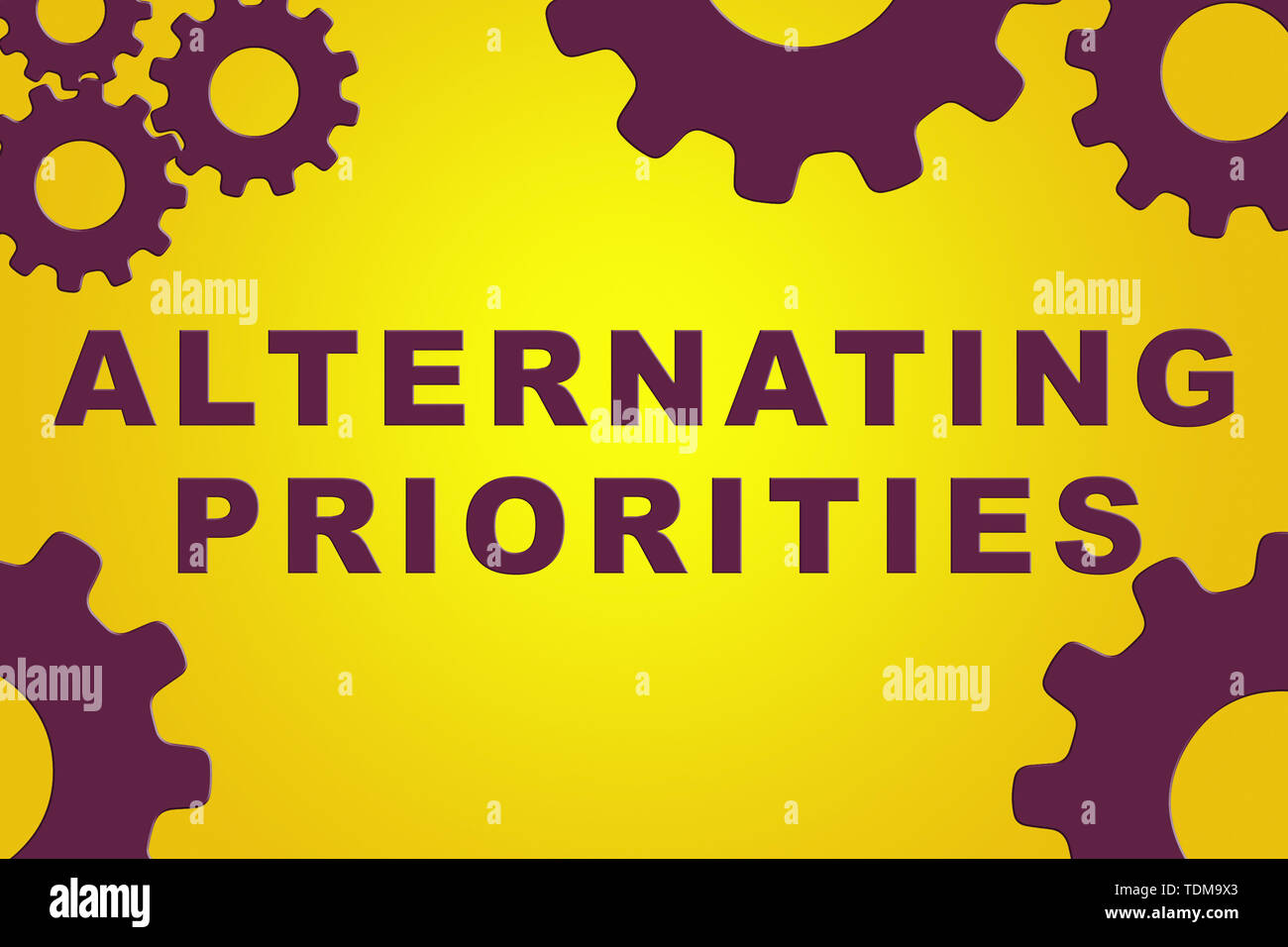 ALTERNATING PRIORITIES sign concept illustration with green gear wheel ...