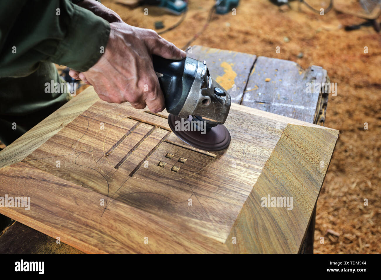 Carpenter at work on job Stock Photo - Alamy