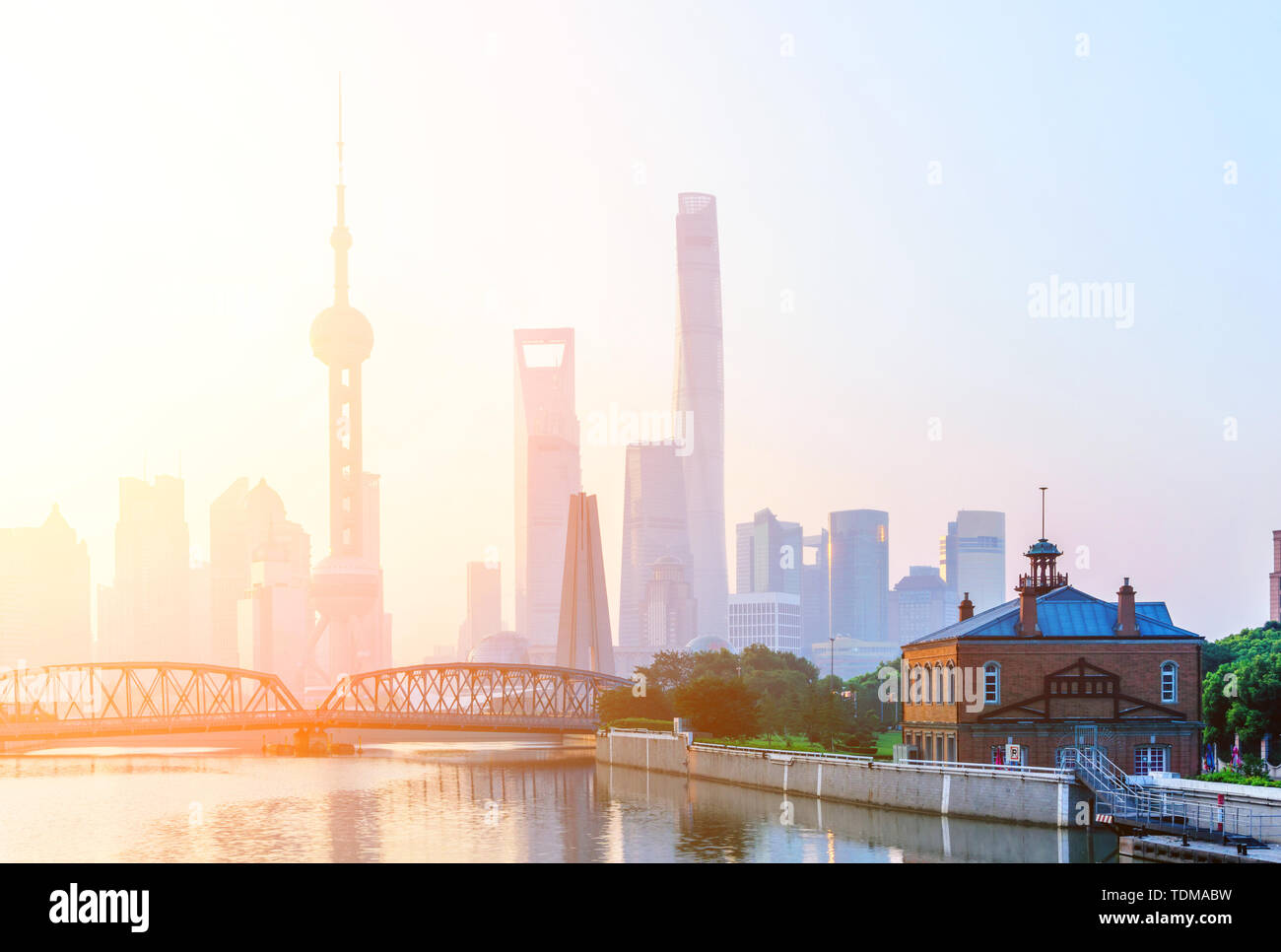 landmarks and a bridge of shanghai on the shore Stock Photo - Alamy