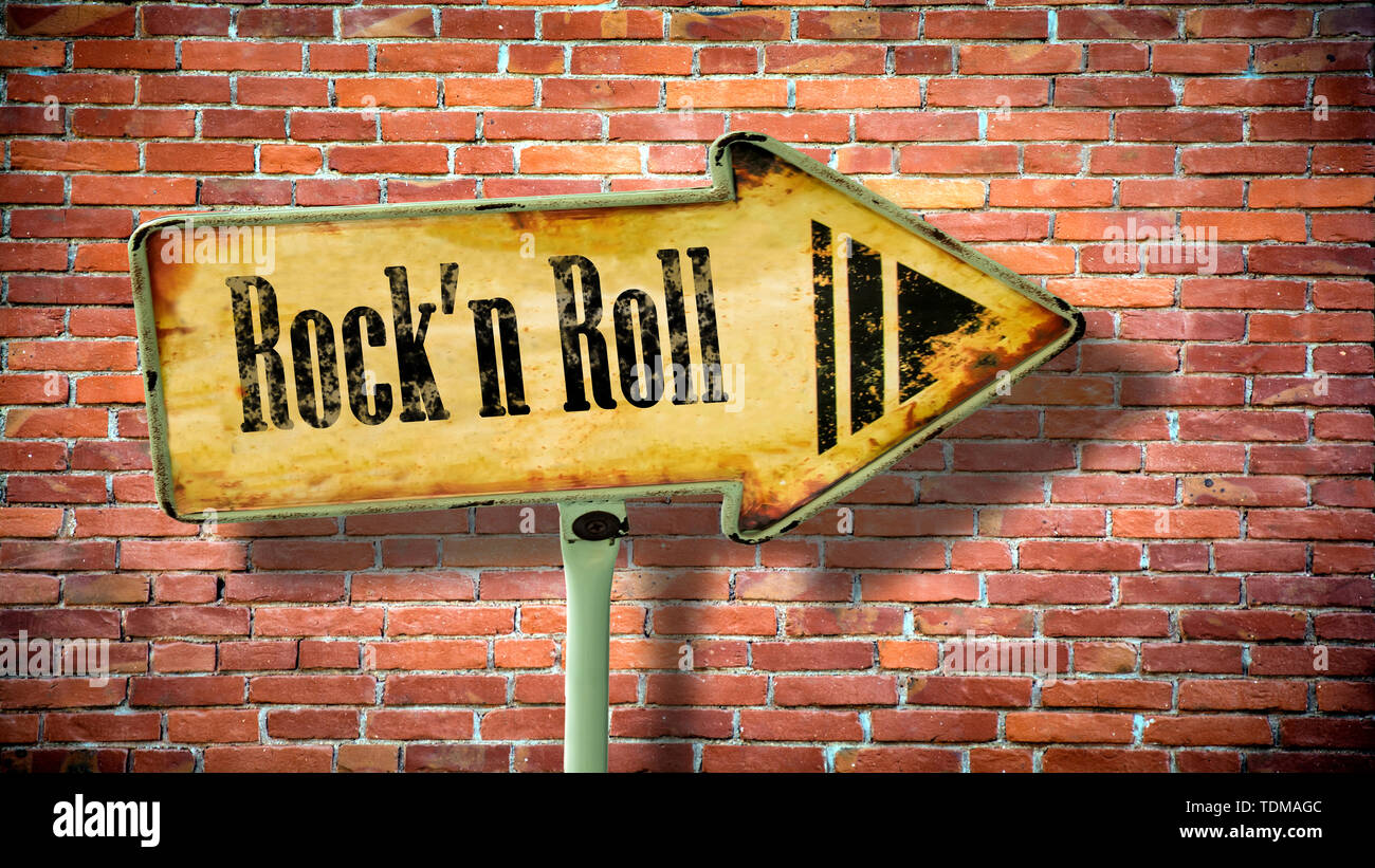 Street Sign the Direction Way to Rockn Roll Stock Photo - Alamy