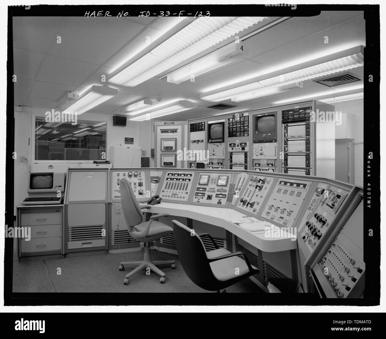 PBF Control Building (PER-619). Interior of control room shows control ...