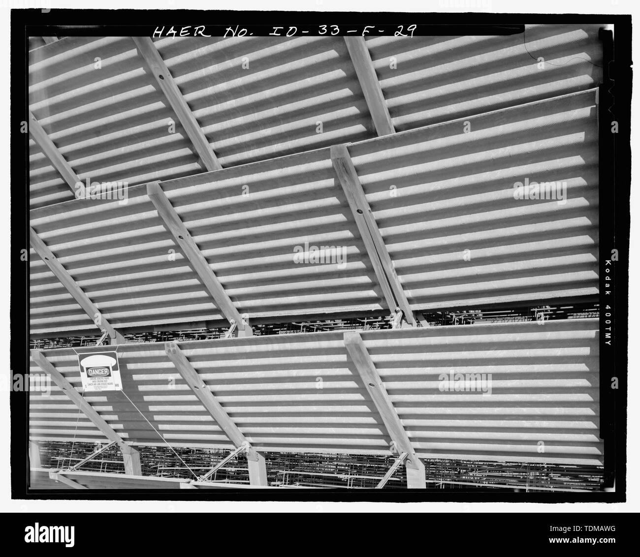 PBF Cooling Tower (PER-720). Close-up detail of louvered wall panels on ...