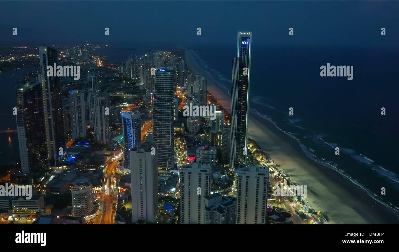 night view of surfers paradise from the Q1 building Stock Photo - Alamy