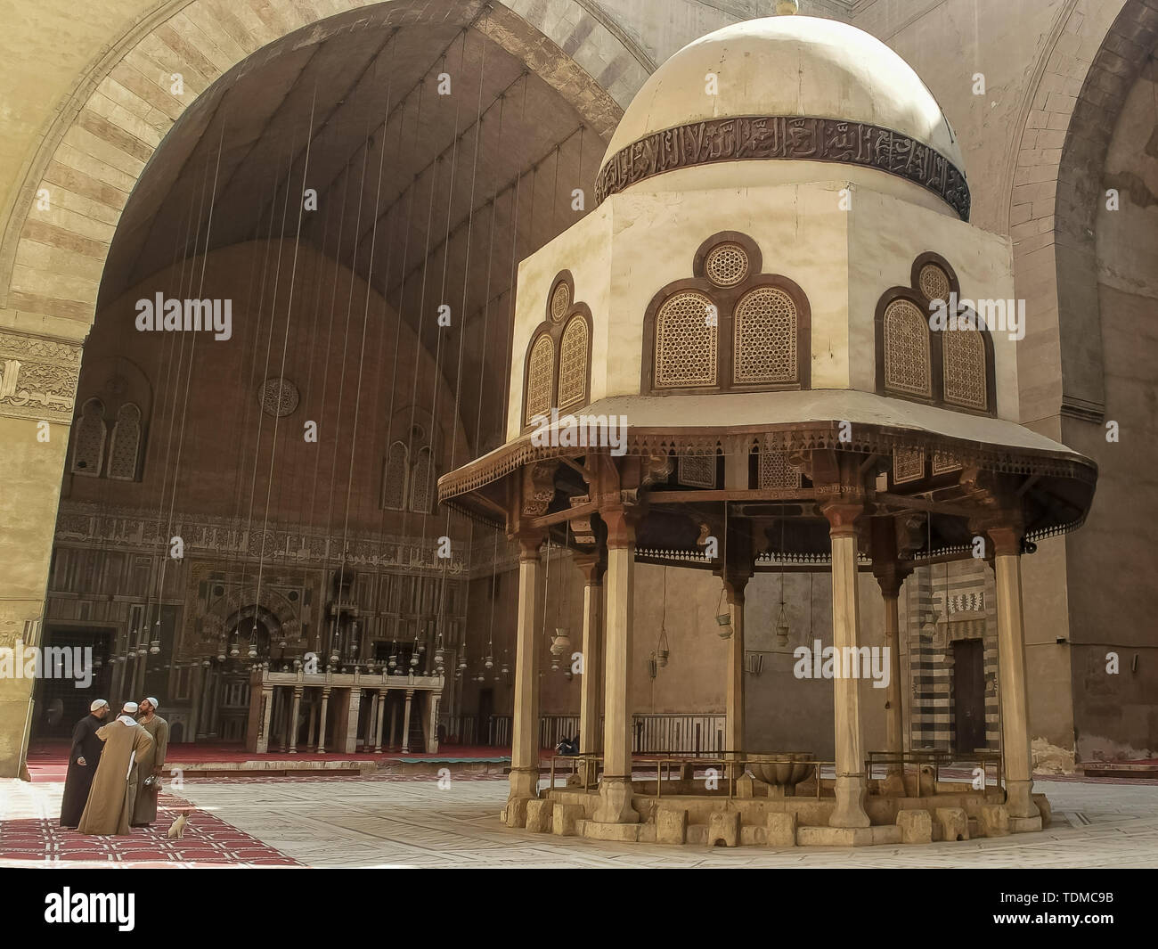 CAIRO, EGYPT- SEPTEMBER, 26, 2015: the interior of the mosque of sultan ...