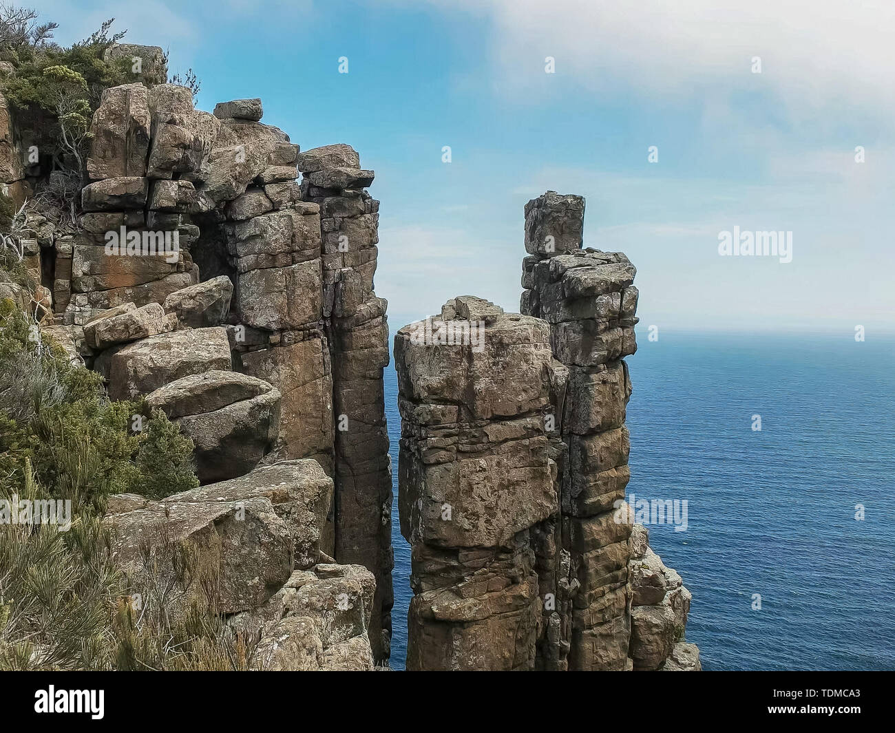 top of a dolerite column at cape pillar in tasmania Stock Photo - Alamy