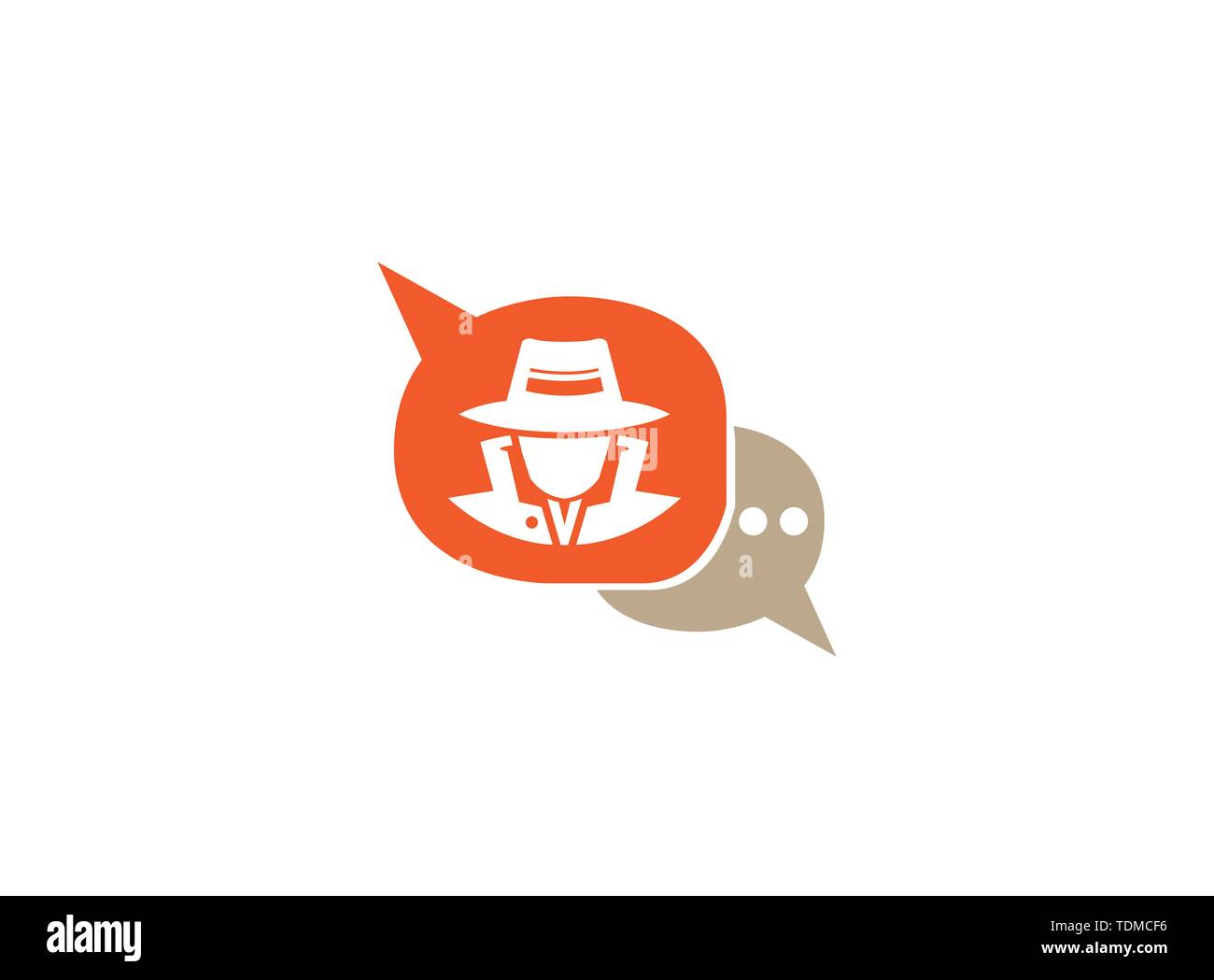 detective spy with hat in a chat icon for logo design illustration ...