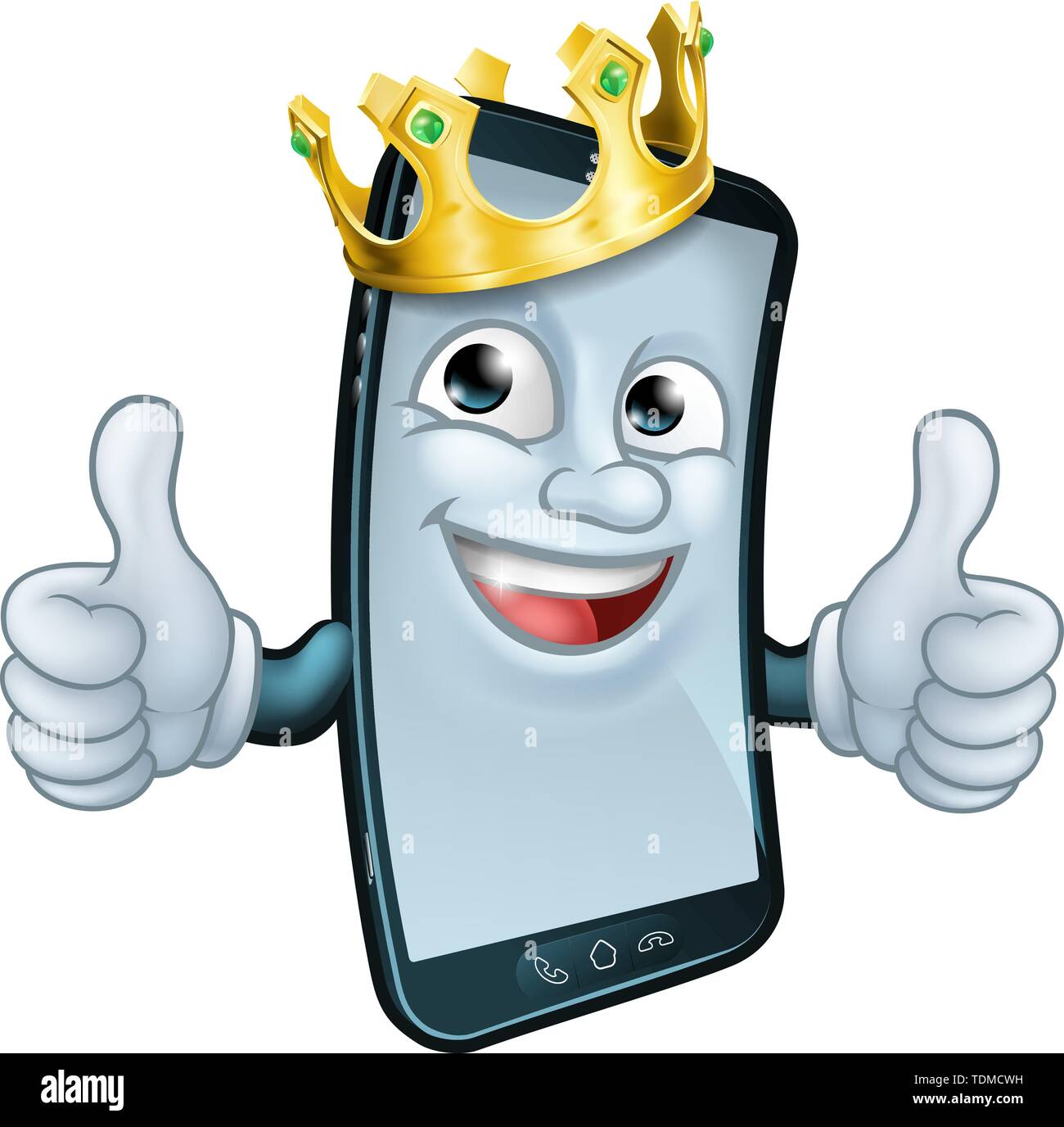 Mobile Phone King Crown Thumbs Up Cartoon Mascot Stock Vector Image ...