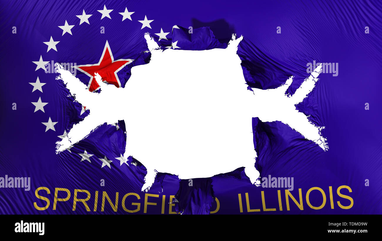 Springfield capital city flag with a big hole Stock Photo - Alamy