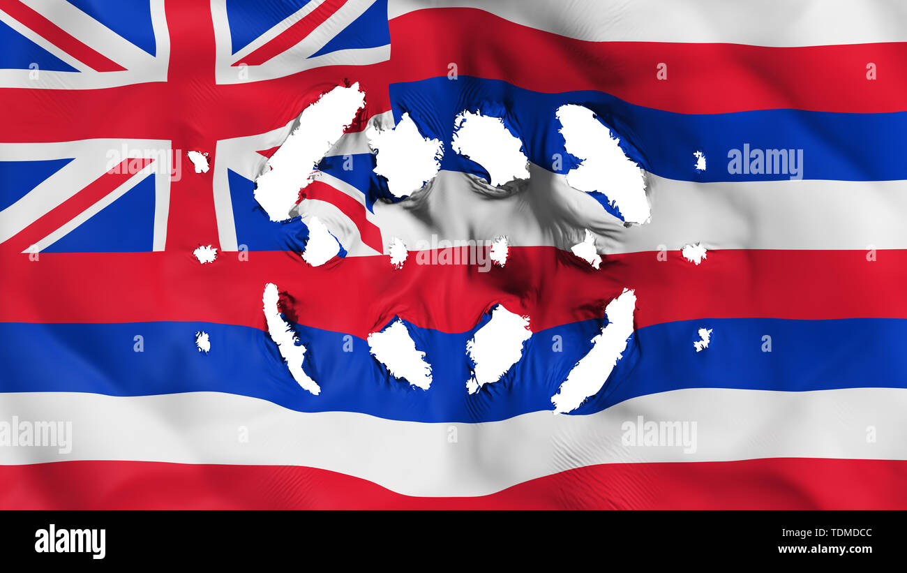 Hawaii state flag with a small holes Stock Photo - Alamy