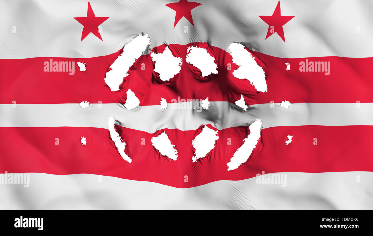 Washington DC state flag with a small holes Stock Photo - Alamy