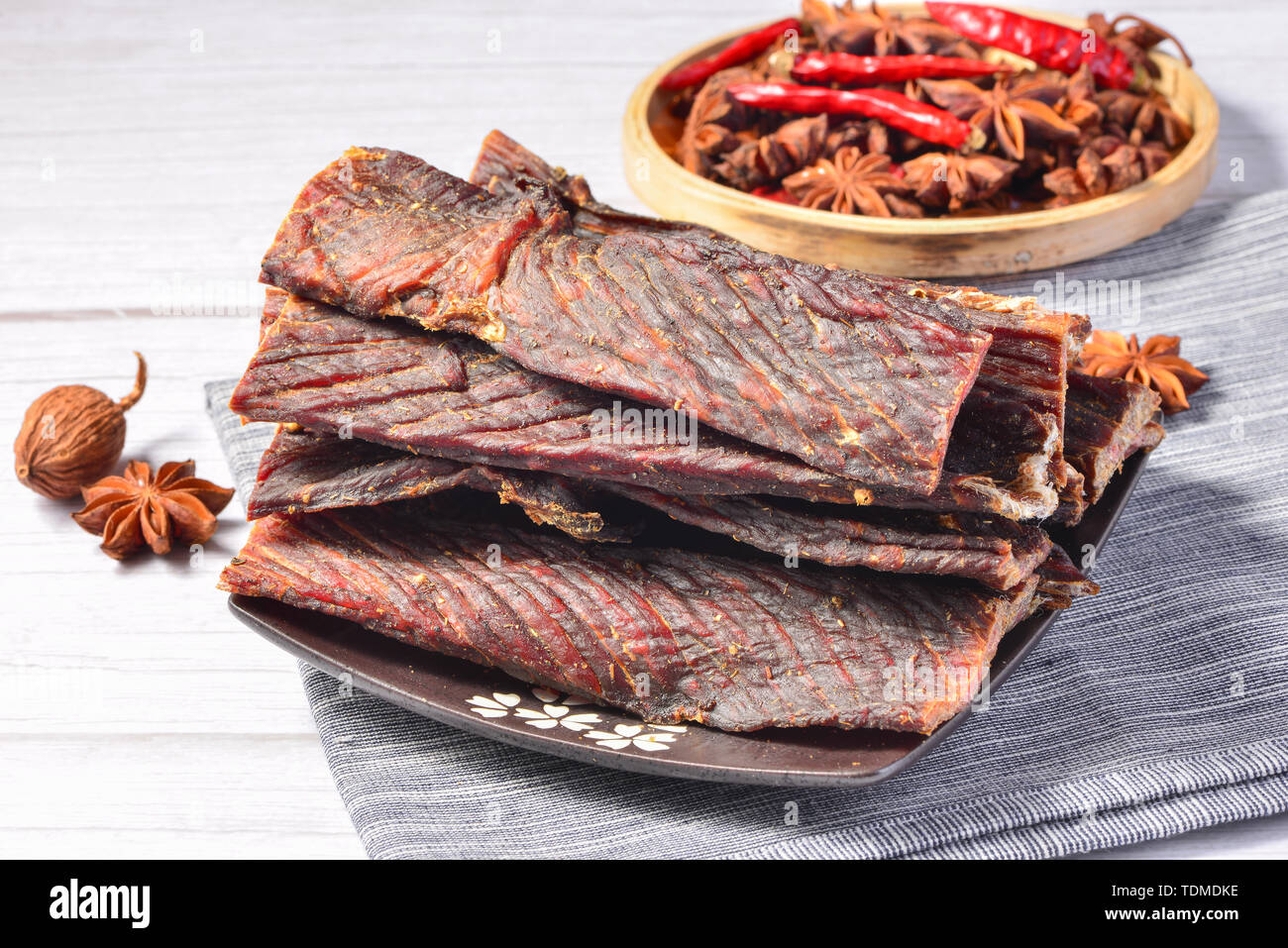 Air-dried hand-torn beef HD picture Stock Photo - Alamy
