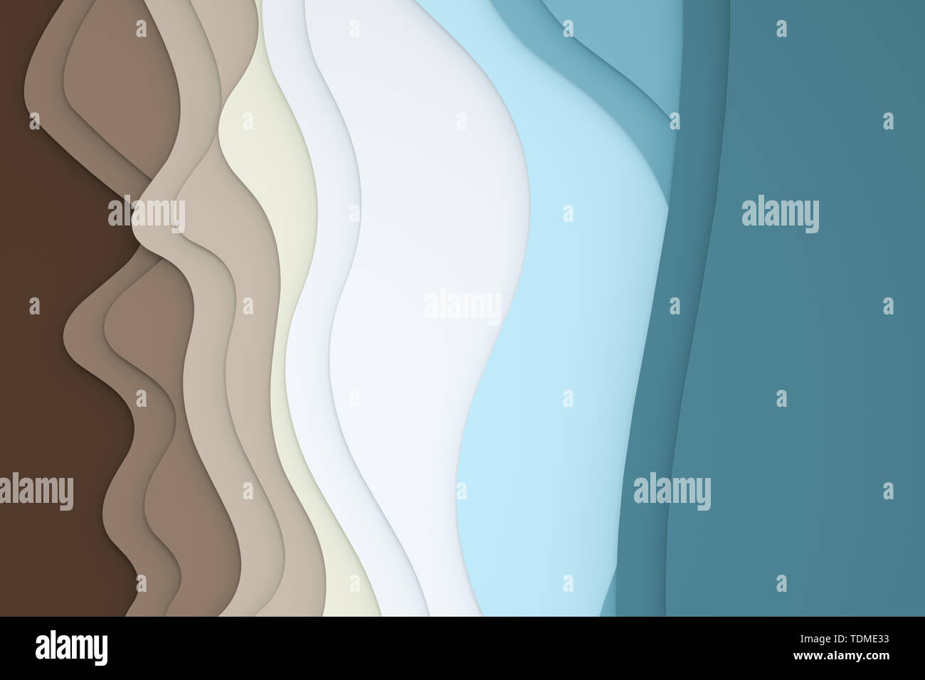 Three-dimensional rendering, curved cardboard light color background ...