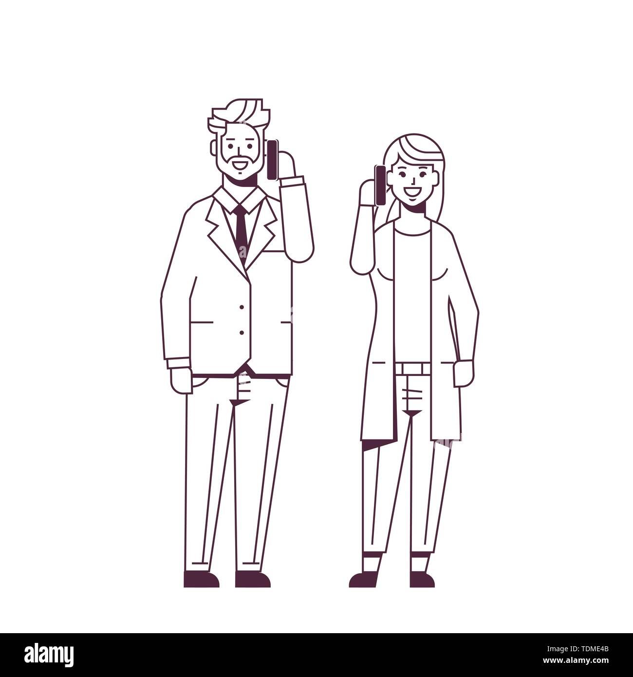 Couple using smartphones Stock Vector Images - Alamy