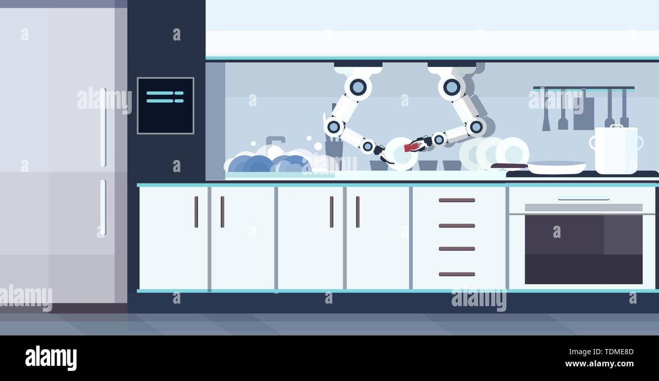 smart handy chef robot washing dishes robotic assistant innovation ...