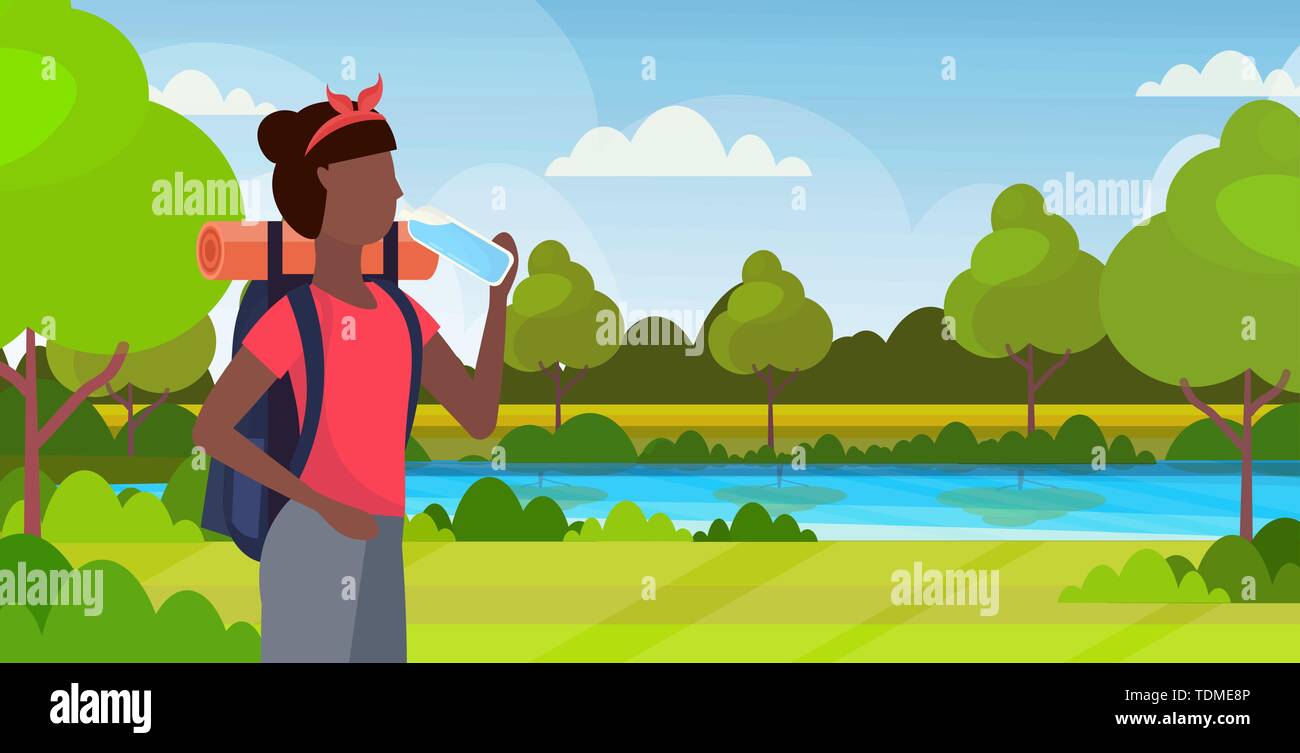 Hiking travel portrait Stock Vector Images - Alamy