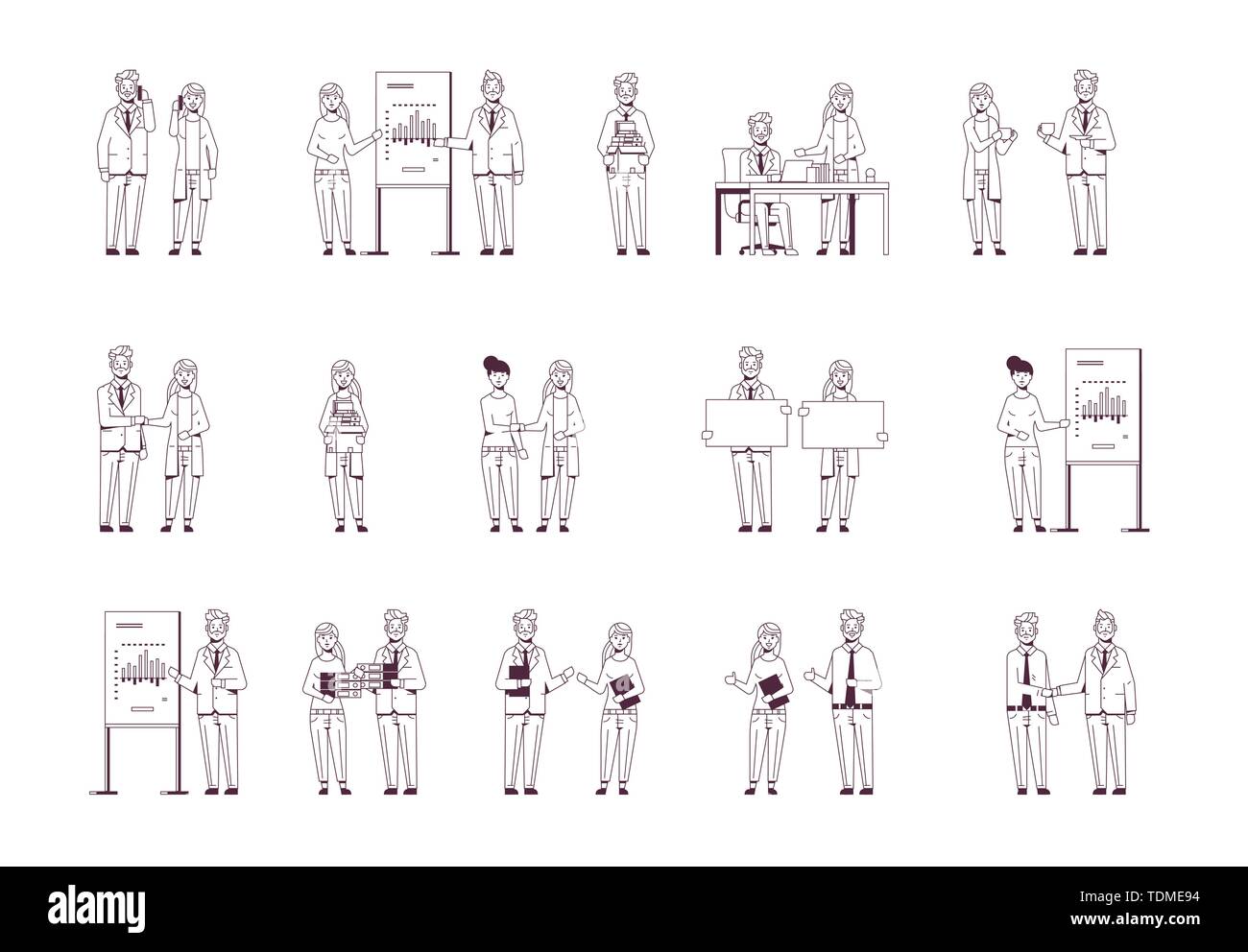 set businesspeople in different situations business people working ...