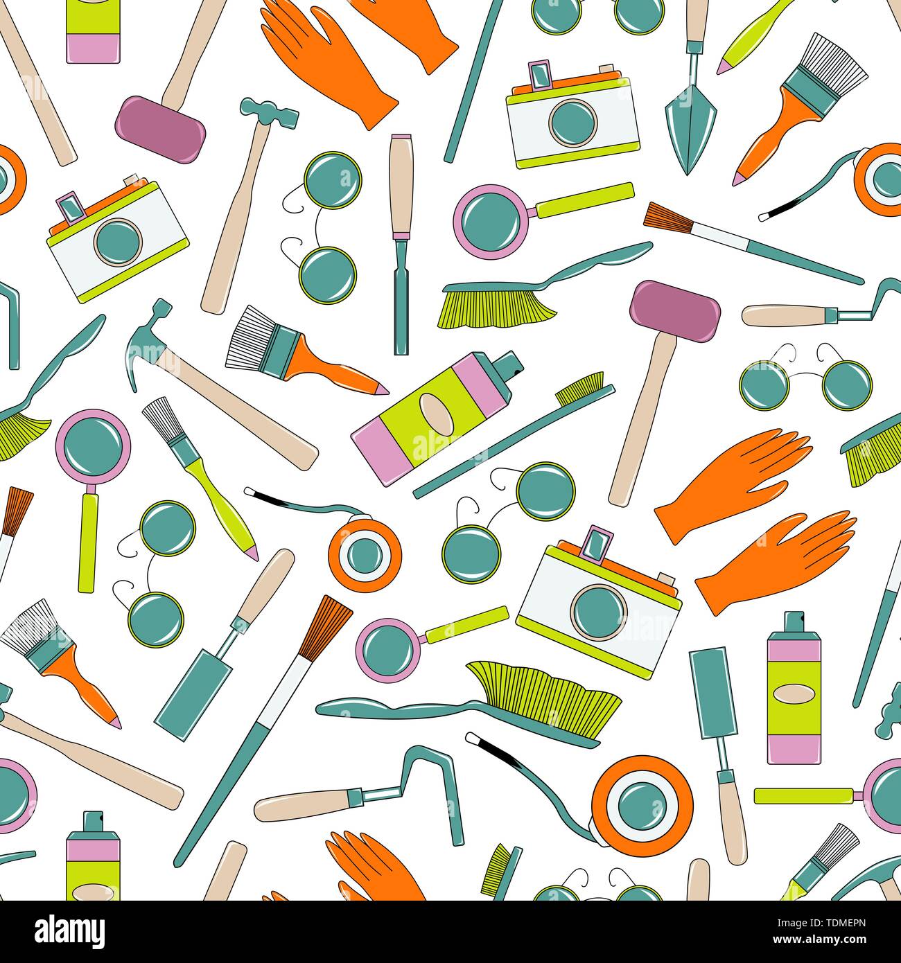 Cartoon Archaeologist Tools
