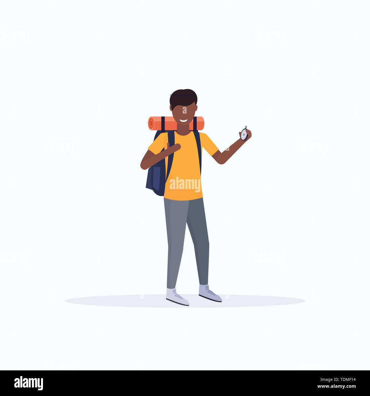 Searching his backpack Stock Vector Images - Alamy