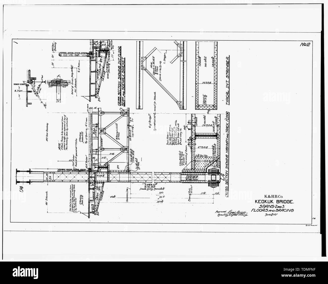 PHOTOCOPY OF DRAWING, SPANS 2 AND 3, FLOORS AND BRACING, 3-4' = 1 ...