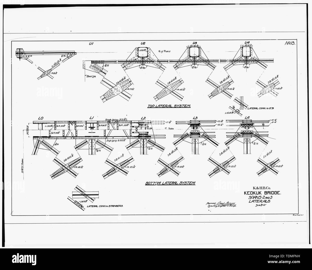 PHOTOCOPY OF DRAWING, SPANS 2 AND 3, LATERALS, 3-4' = 1' (TOP AND ...
