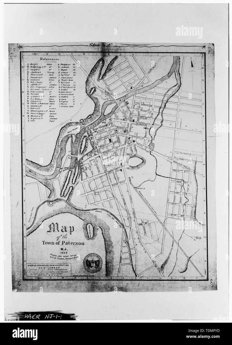 PHOTOCOPY OF MAP - 1835- TOWN OF PATERSON, NEW JERSEY- 1835. (photo ...
