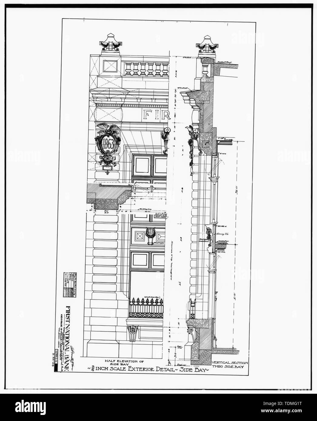 PHOTOCOPY OF ORIGINAL DRAWING DETAIL OF NORTH BAY - First National Bank ...