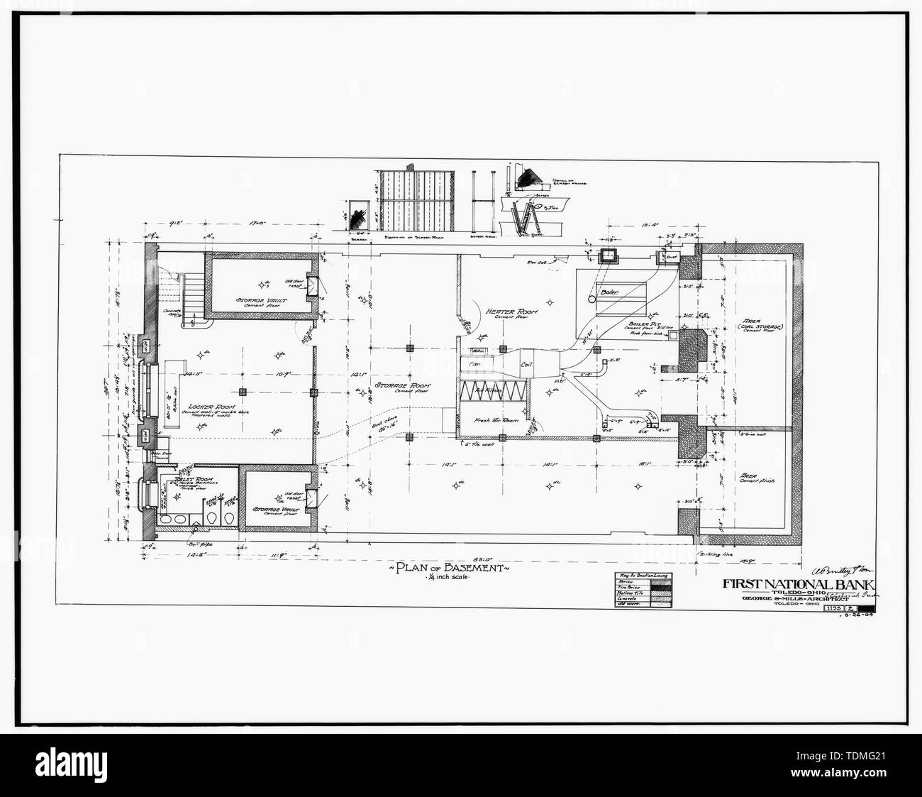 PHOTOCOPY OF ORIGINAL DRAWING PLAN OF BASEMENT - First National Bank ...