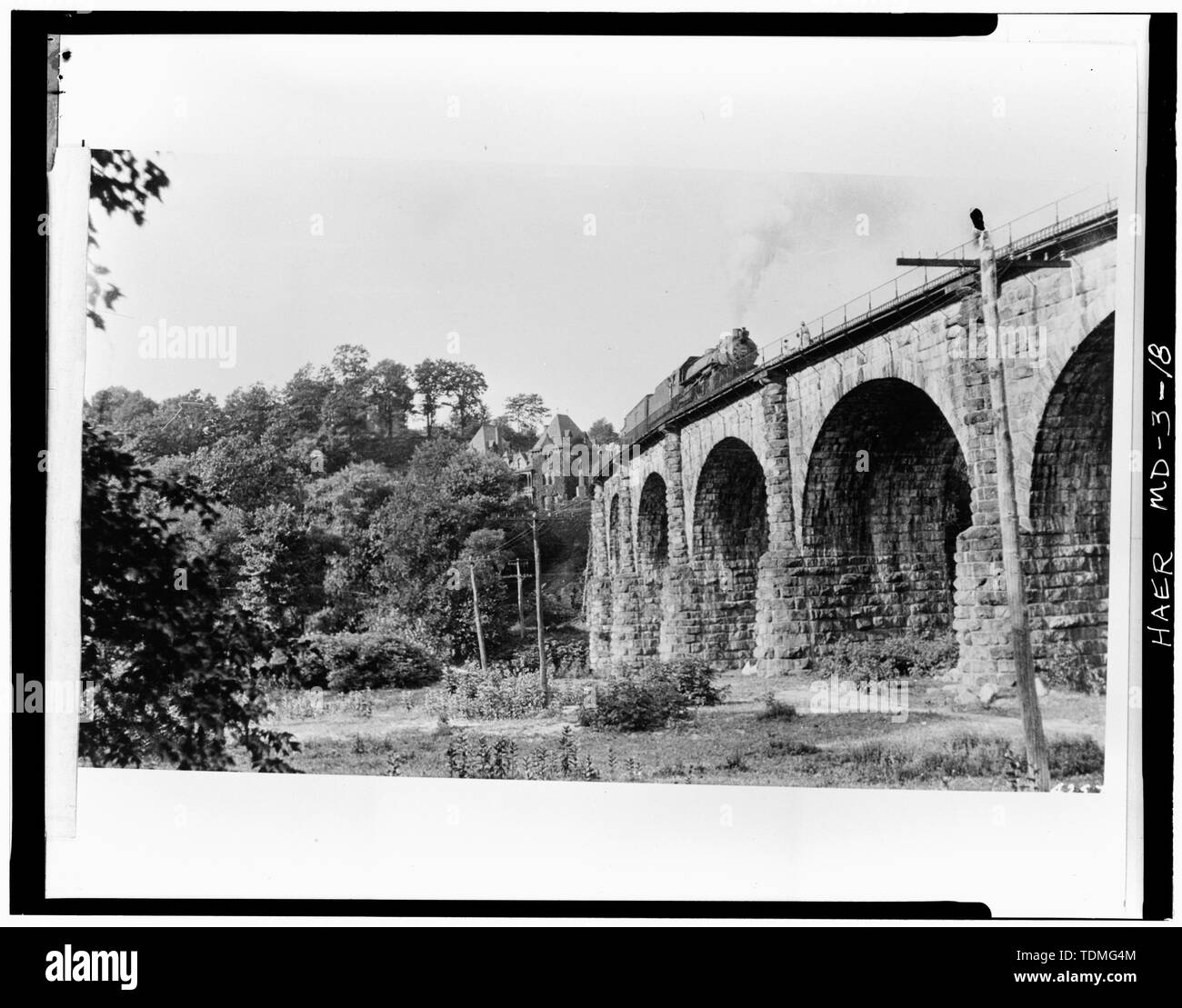 PHOTOCOPY OF PRE-1948 PHOTOGRAPH OF LOCOMOTIVE CROSSING VIADUCT WITH ...