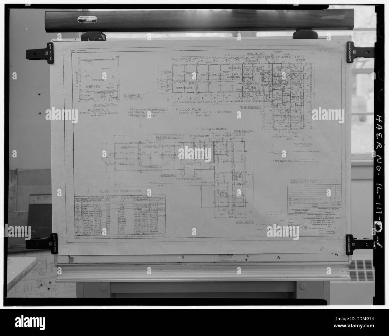 PHOTOCOPY, FOUNDATION AND FLOOR PLAN DRAWING OF E.M. BARRACKS, N.C.O ...