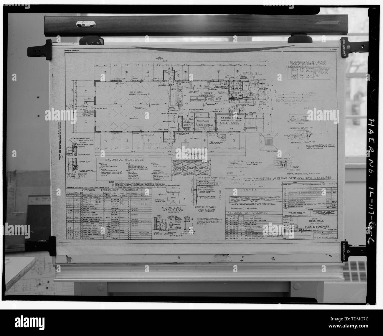 PHOTOCOPY, PLAN AND SCHEDULE DRAWING OF MESS HALL. - NIKE Missile Base ...