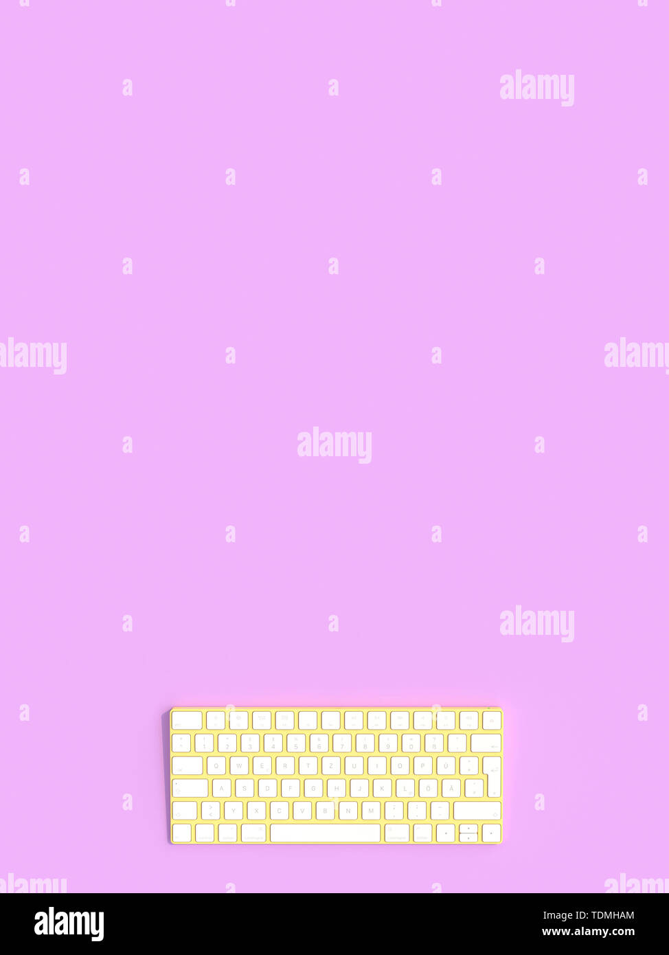 yellow and white computer keyboard on violet background, 3d render ...
