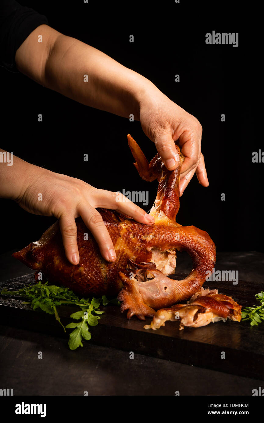 Hand torn chicken hi-res stock photography and images - Alamy