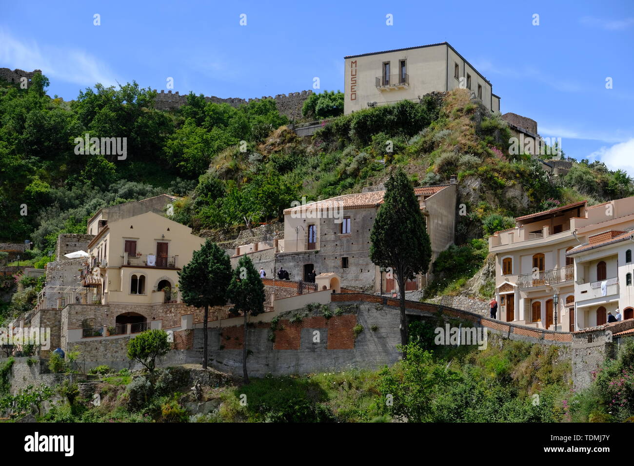 the medieval castle on top of Monte Tauro, Taormina, Sicily, Italy ...