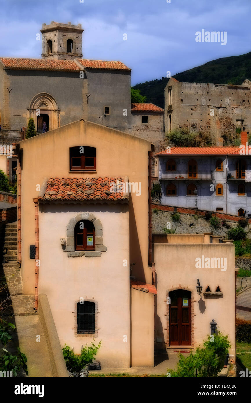 the medieval castle on top of Monte Tauro, Taormina, Sicily, Italy ...