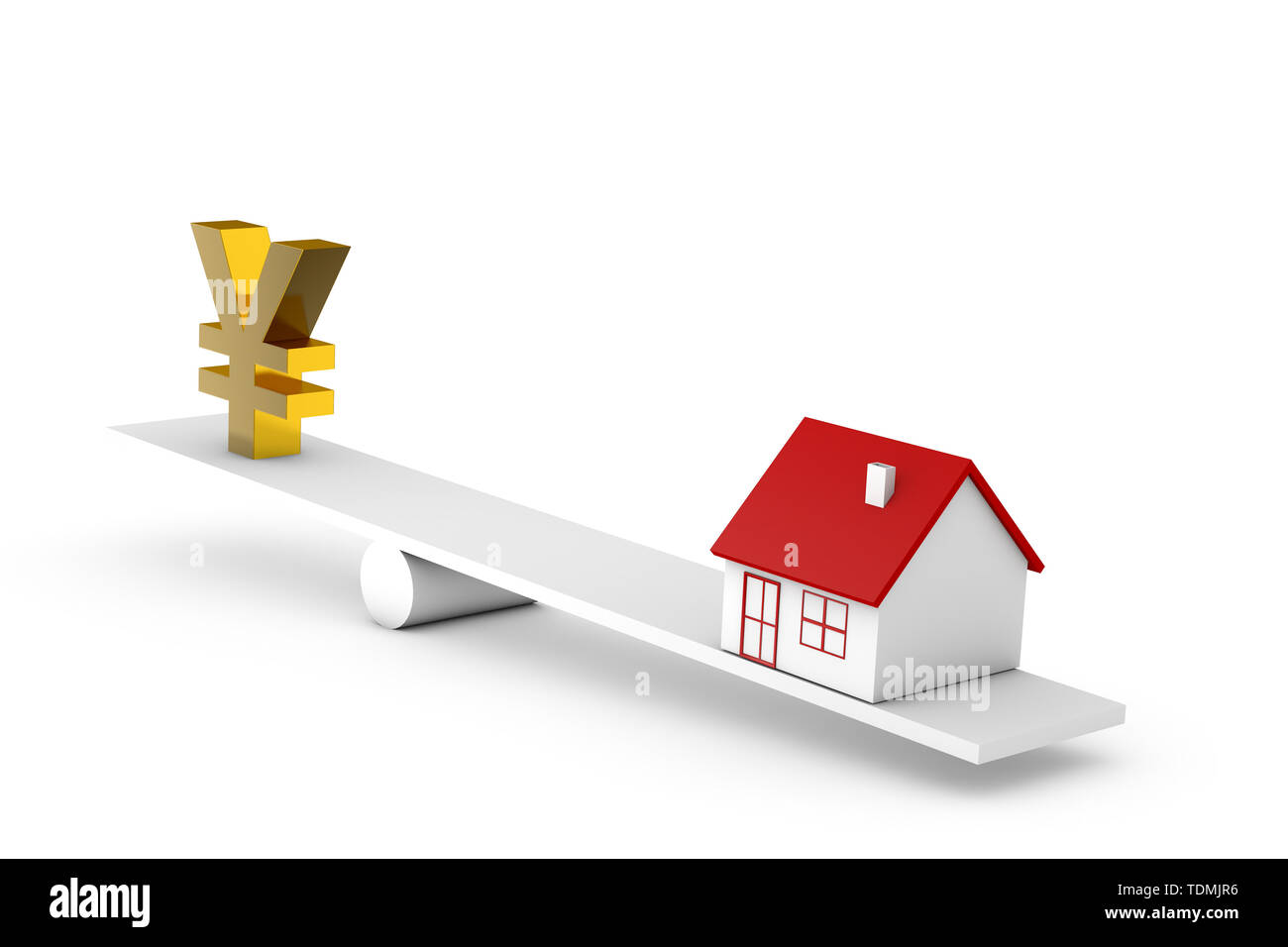 3d illustration balance of house and currency Stock Photo - Alamy