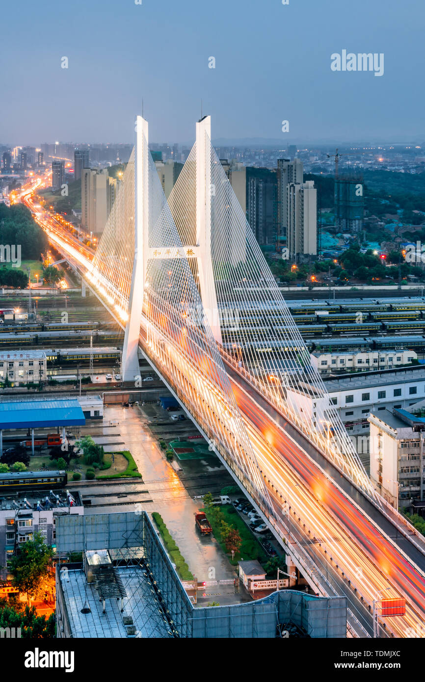 Night View of the Peace Bridge in Xuzhou, China Stock Photo - Alamy