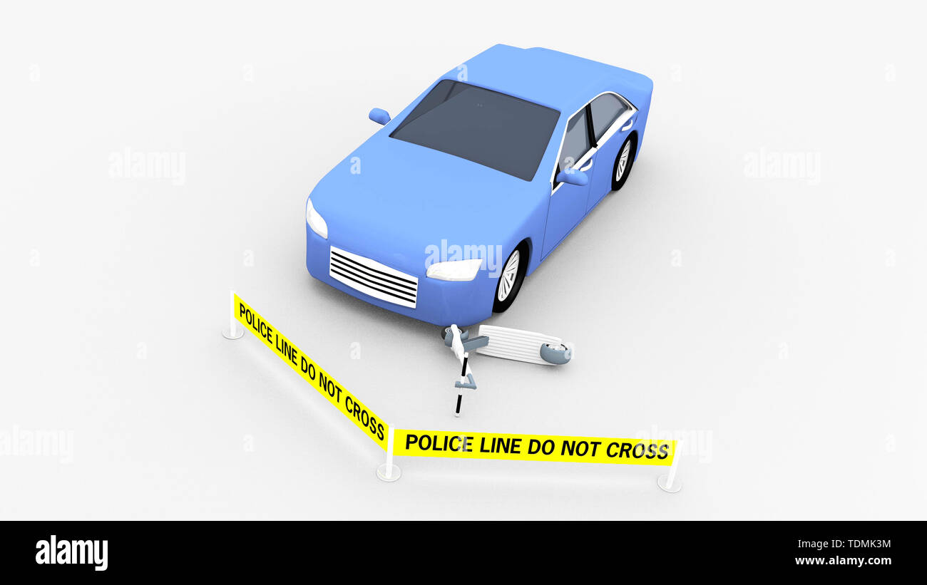 Blue model car with yellow police tape Police Line Do Not Cross ...