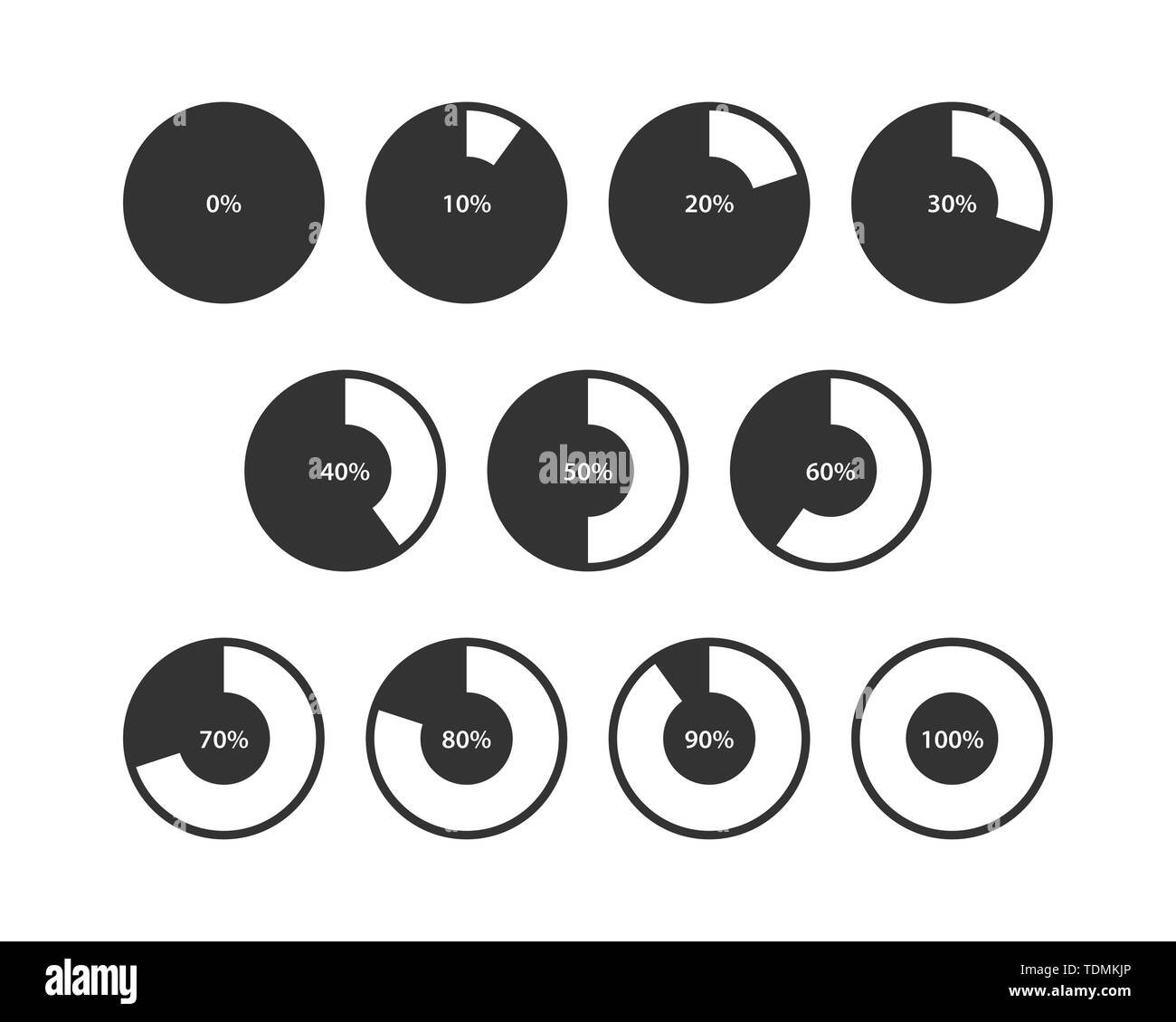 Set Pie Chart Icons Circle Diagram Vector Collection Charts Graphs