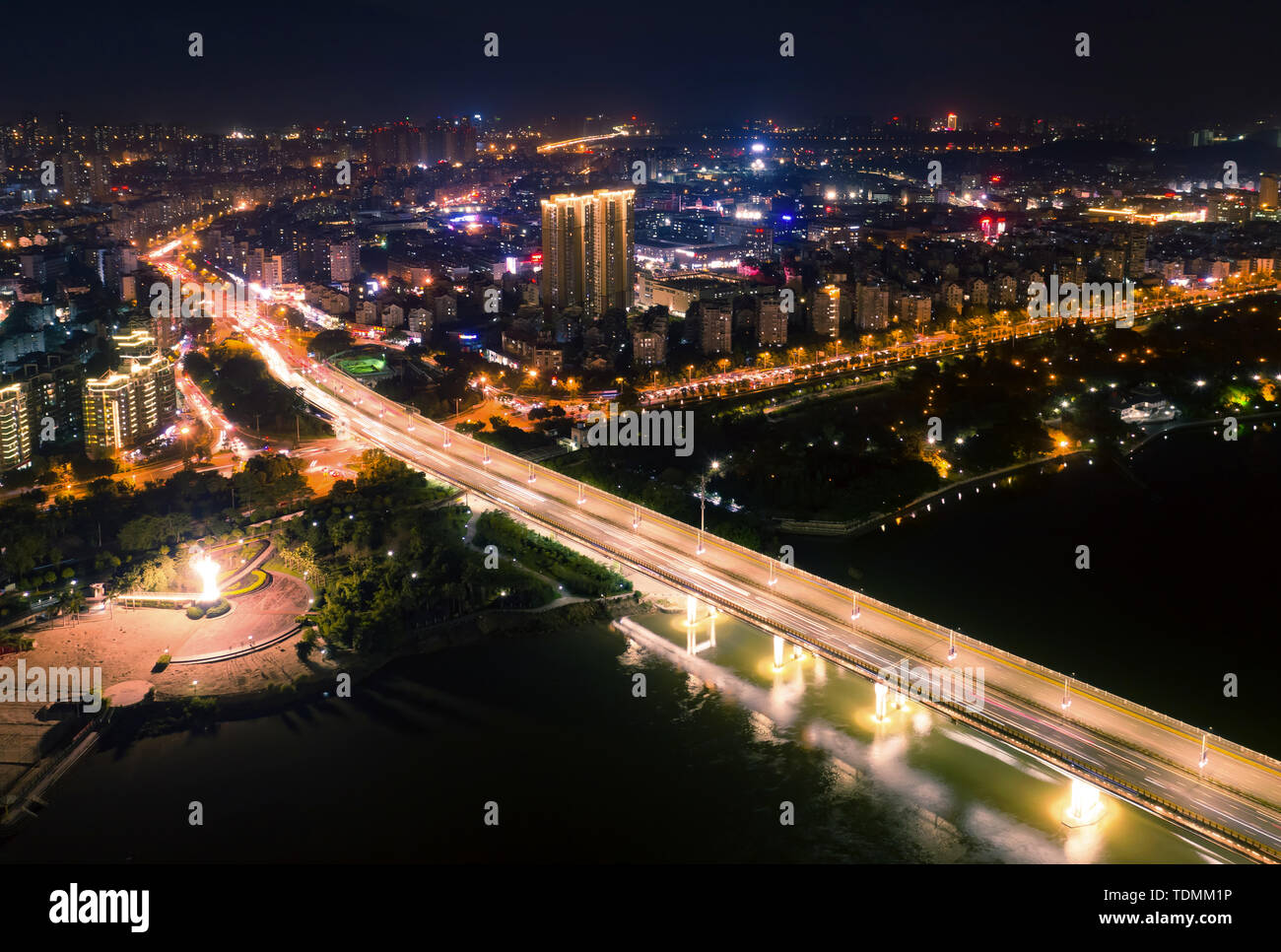 The city night view of the minjiang river hi-res stock photography and ...