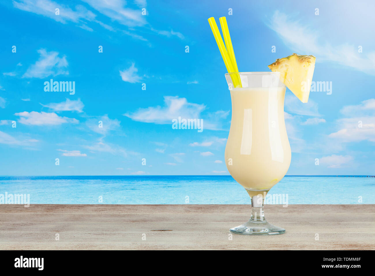 Pina Colada Cocktail on a seaside Stock Photo - Alamy