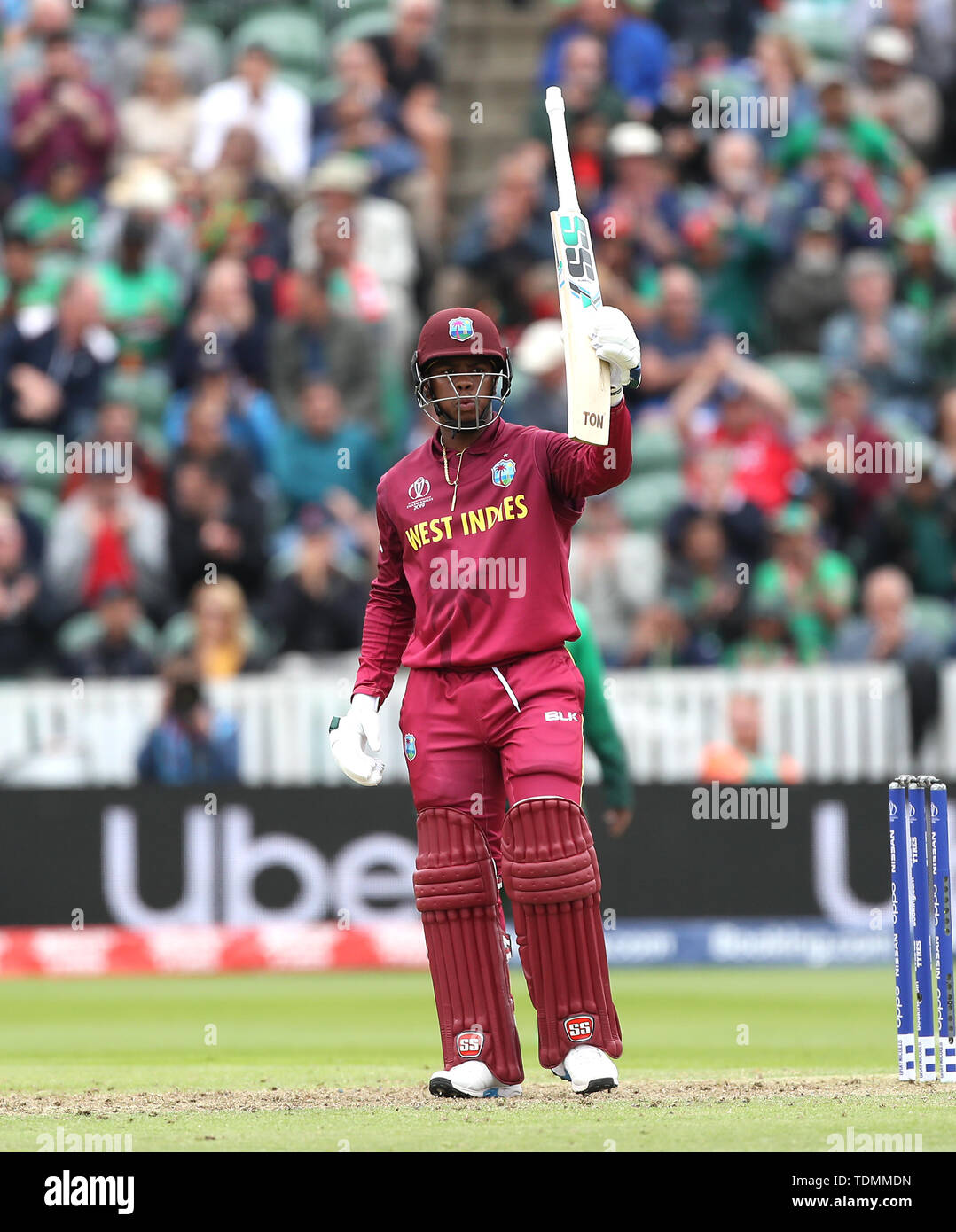 West Indies' Shimron Hetmyer celebrates reaching 50 during the ICC ...