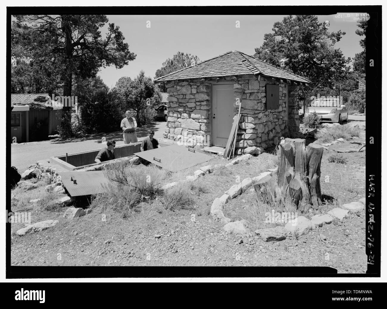 Perspective of Bright Angel stone vault, view south, with HAER field ...