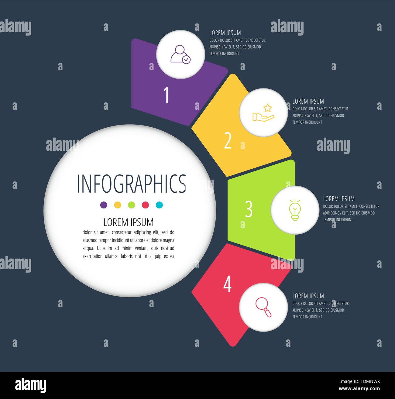 Vector infographic flat template sectors for three label, diagram ...