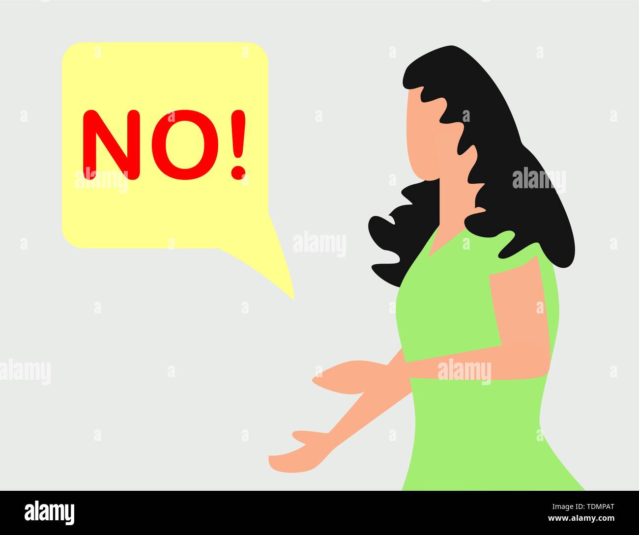 cartoon illustation of No furious screaming woman. Rebel anngry woman ...
