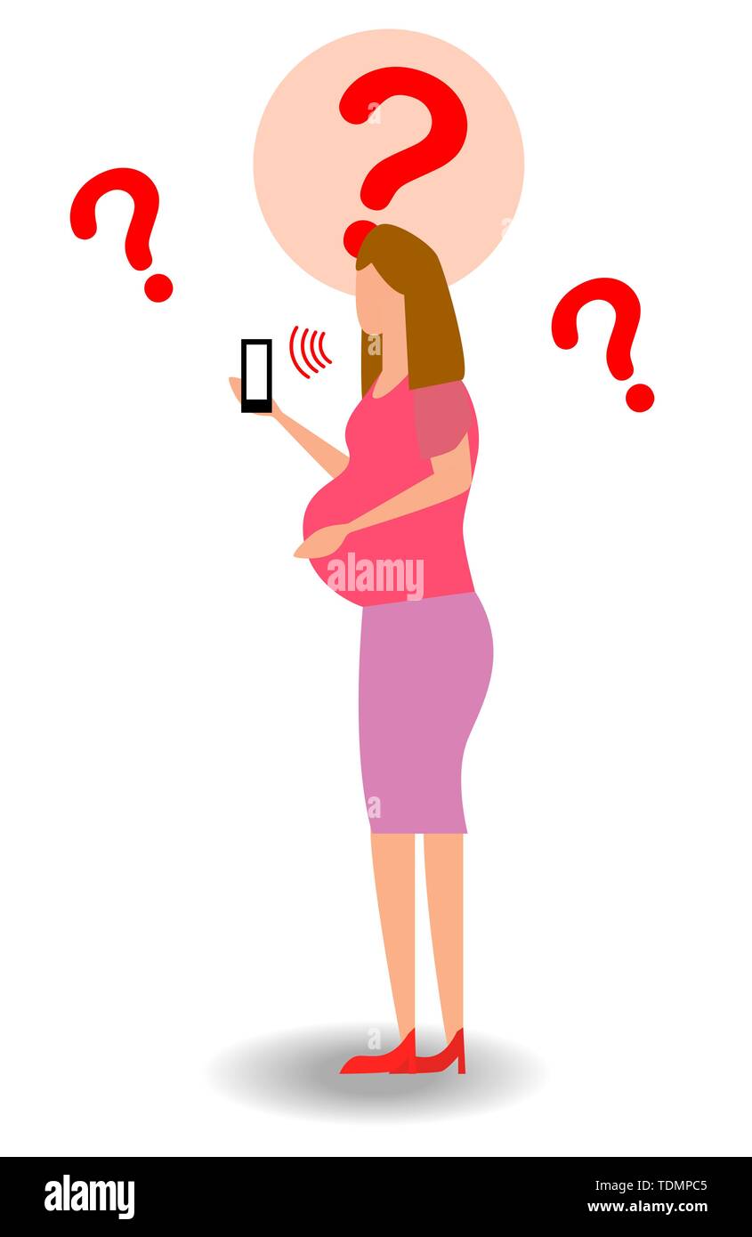 pregnant woman profile isolated using smartphone female cartoon ...