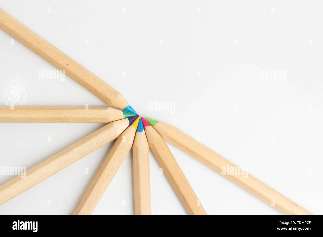 Color pencils are on the white table. Pencil drawing Stock Photo - Alamy