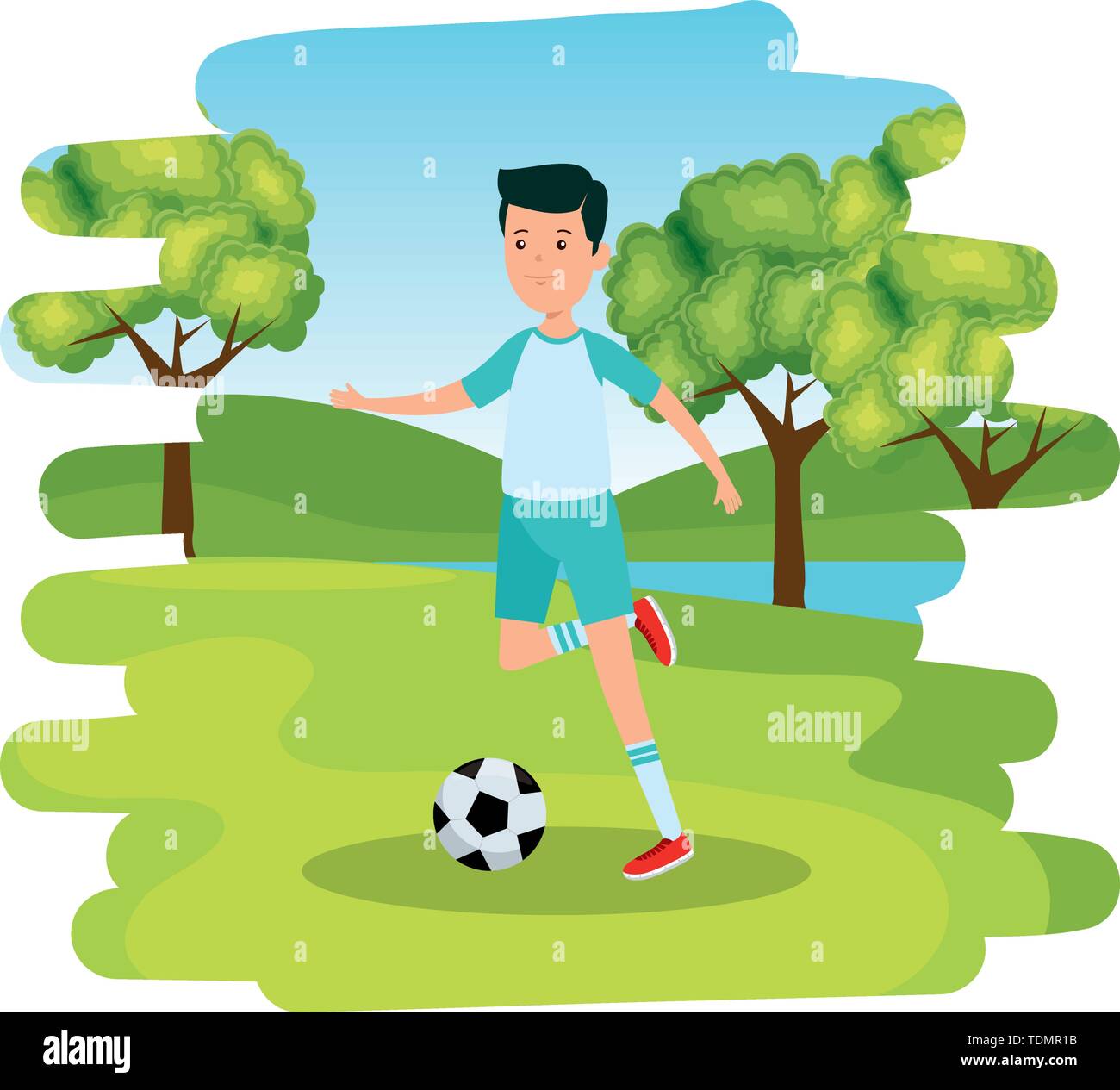 Football practice park Stock Vector Images - Alamy